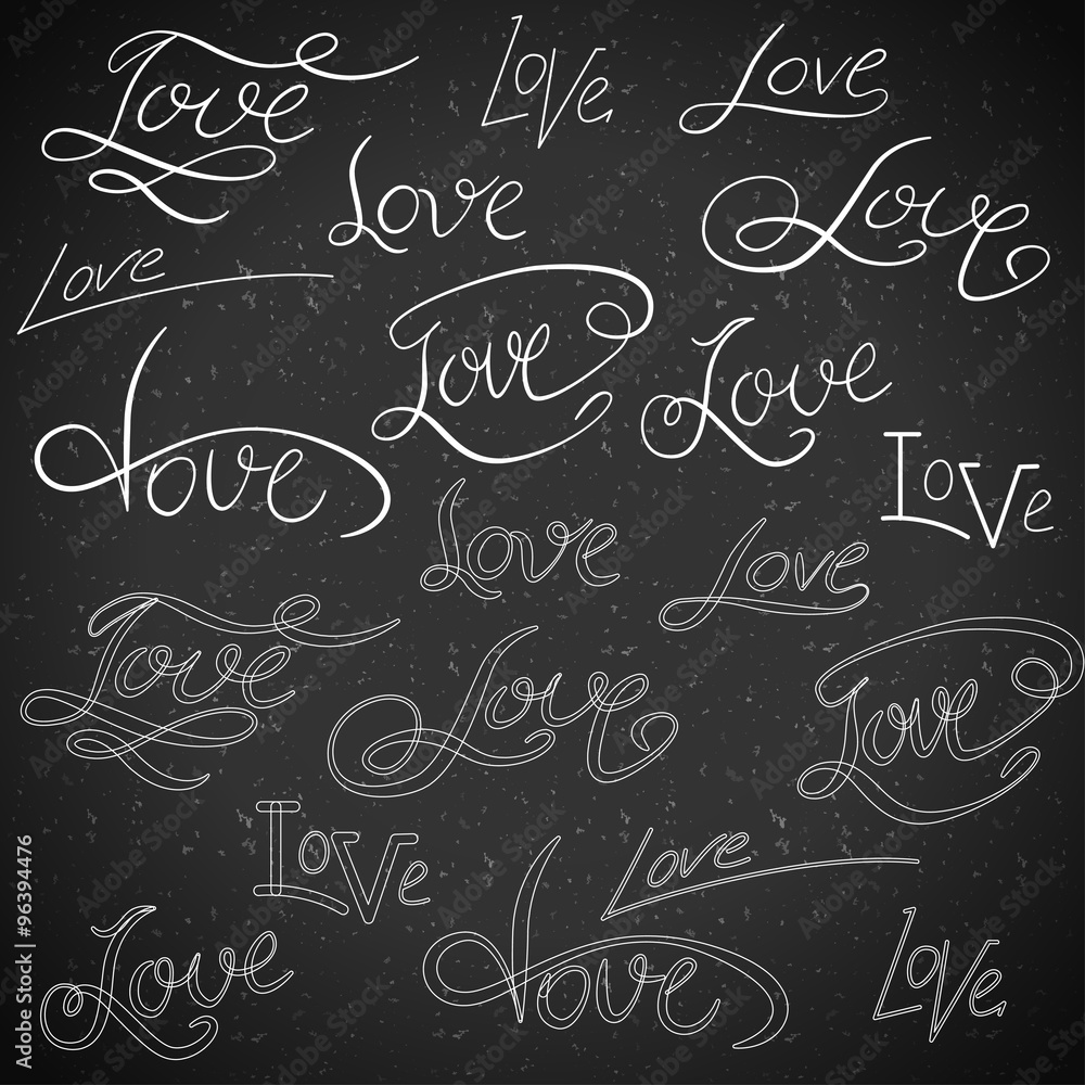 Ink hand lettering LOVE. Vector text for design. Can used for ...