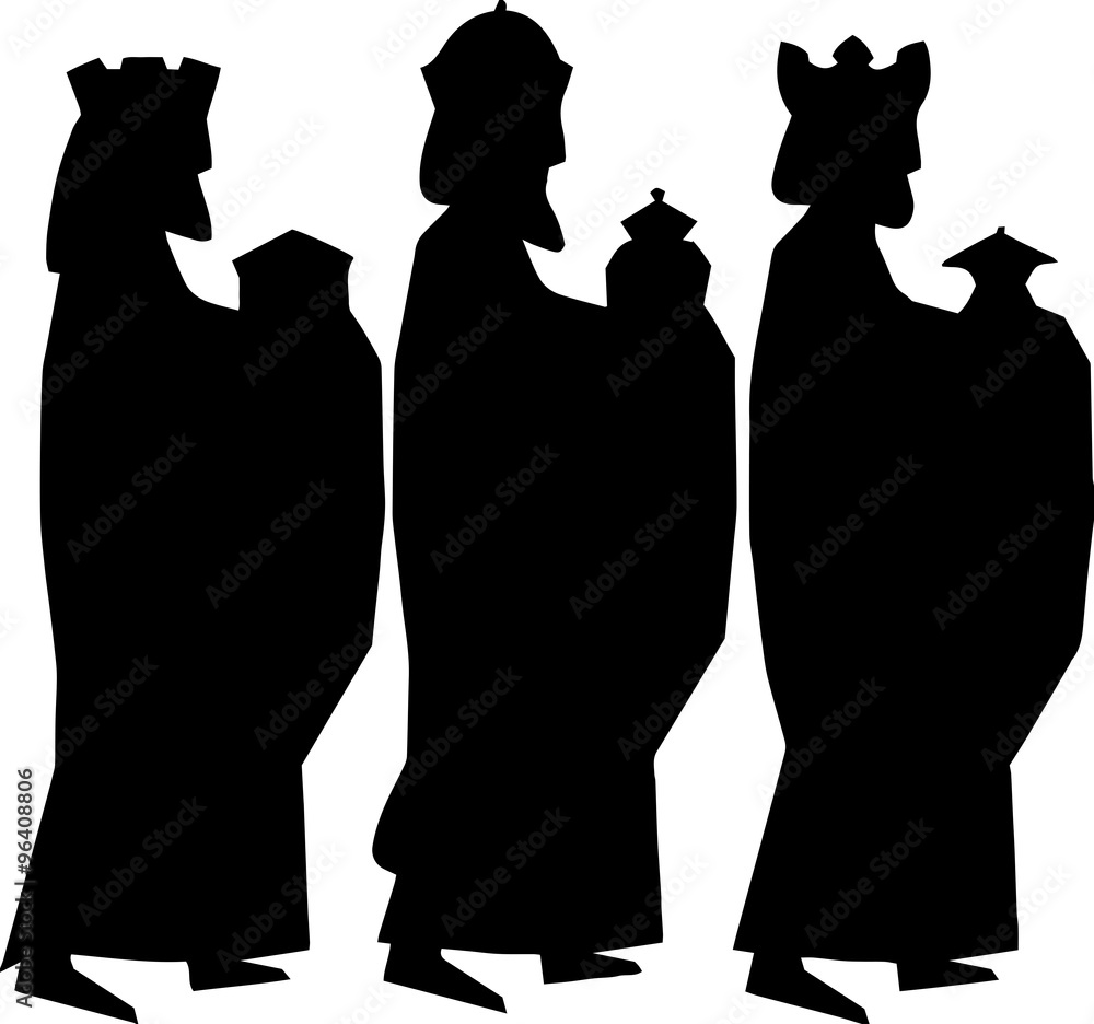 three wise men or three kings silhouettes. Nativity illustration Stock ...