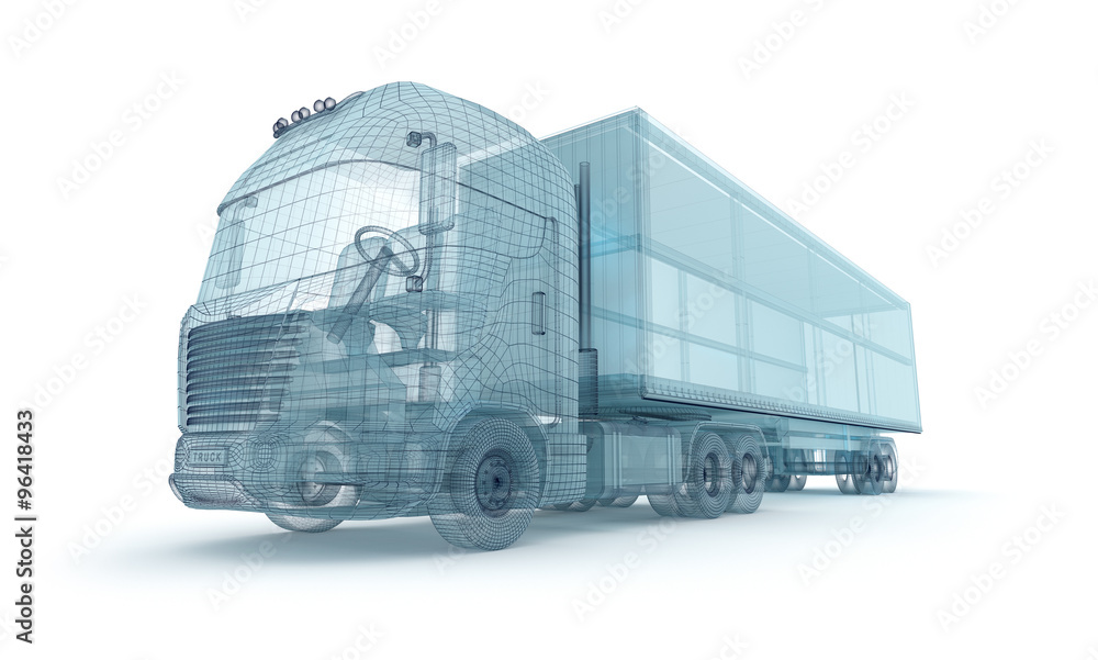 Truck with cargo container, wire model. My own design Stock ...