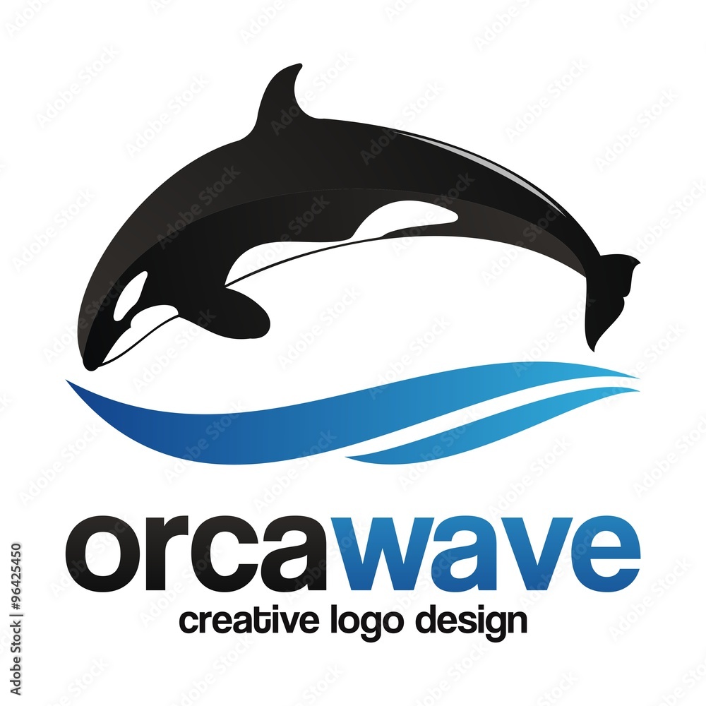 Creative Logo Design of The Orca On Top Waves Stock Vector | Adobe Stock