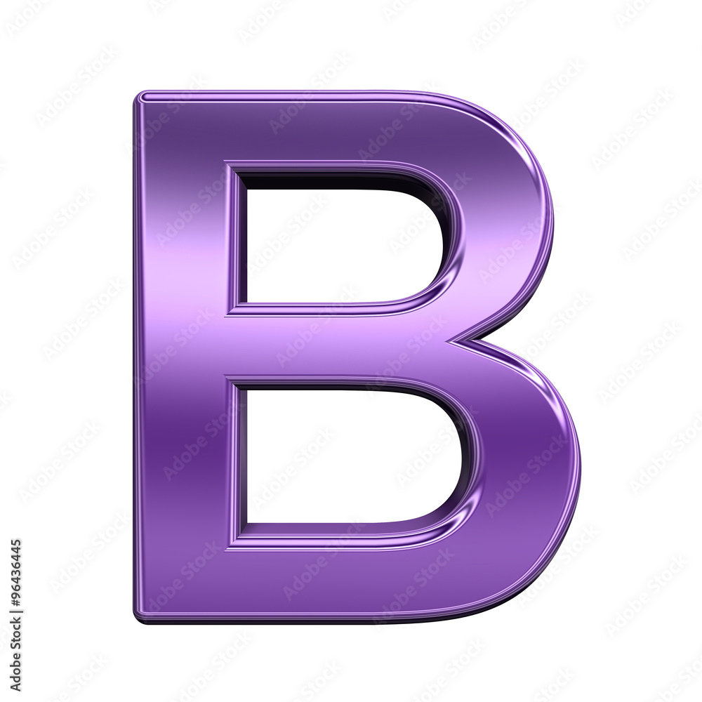 One letter from shiny purple alphabet set, isolated on white. Computer ...