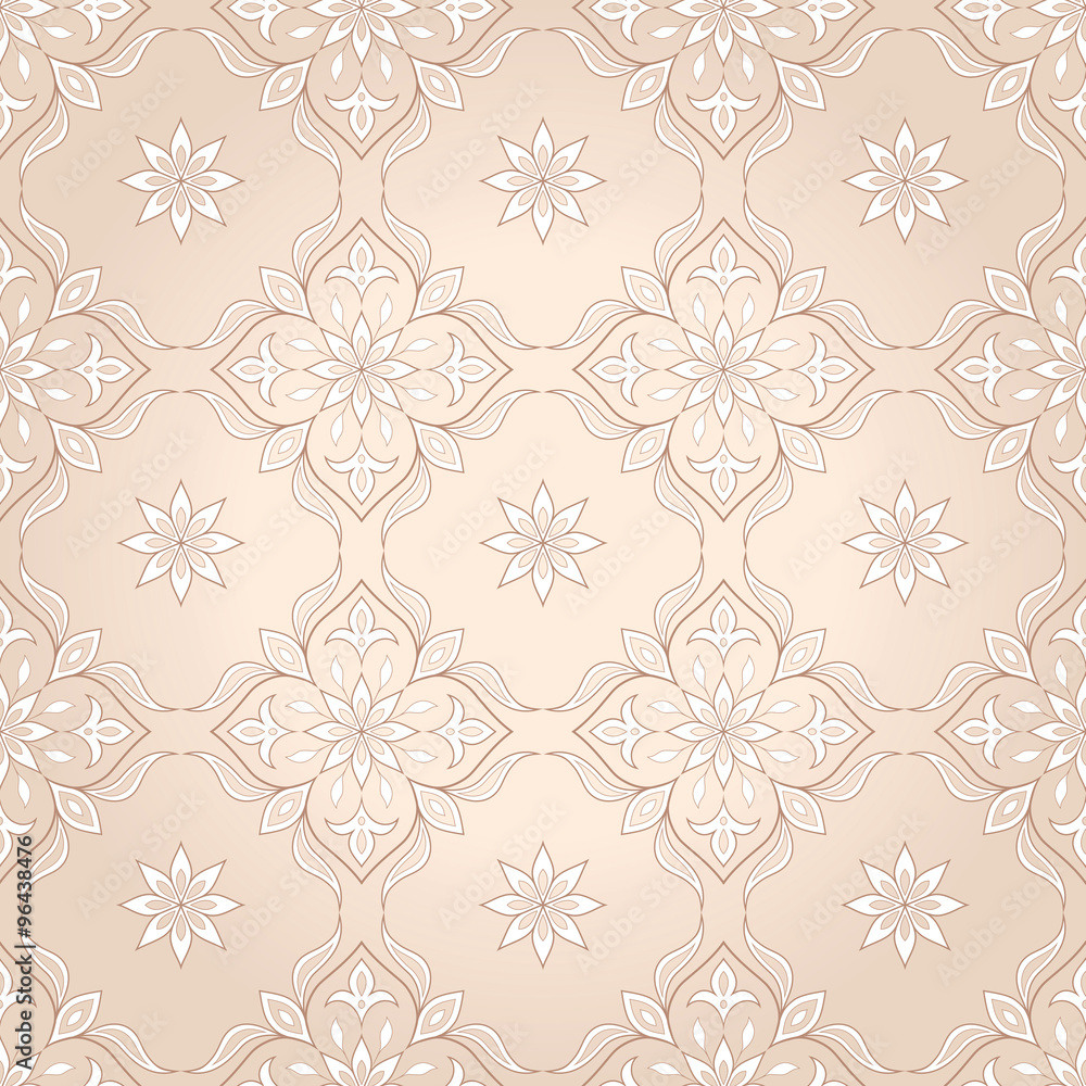 Floral seamless texture on beige. Stock Vector | Adobe Stock