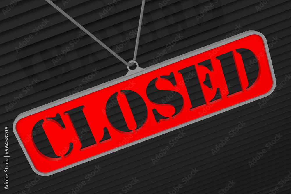 Red Closed Sign - Closed retail store 3d illustration. Stock ...