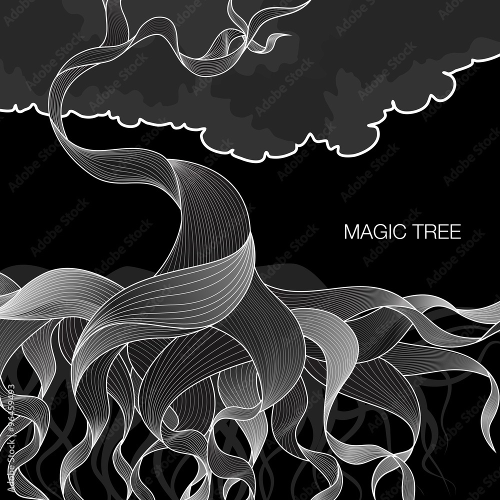 Vector background illustration with magic tree Stock Vector | Adobe Stock