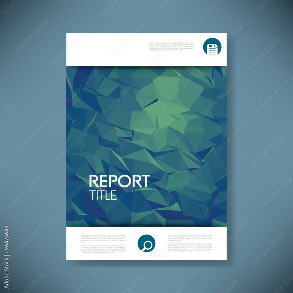 Report cover template with 3d low poly vector background. Business ...