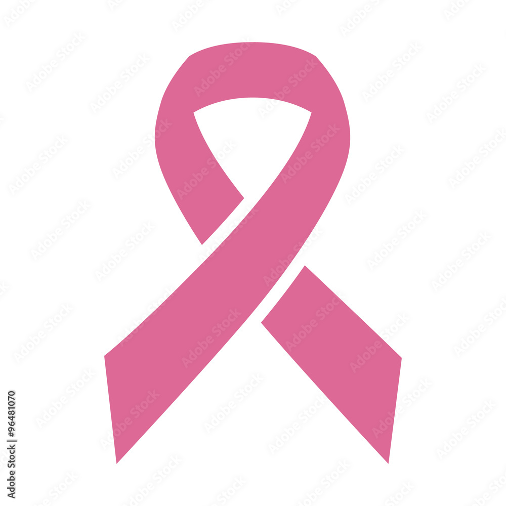 Pink ribbon for breast cancer awareness flat icon Stock Vector | Adobe ...