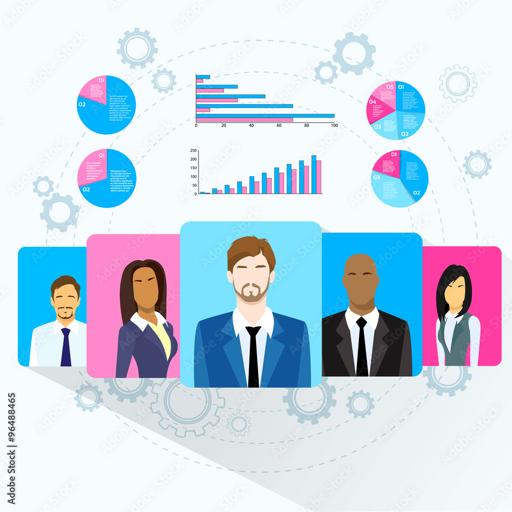Business People Team Profile Icon Finance Chart Diagram Social Media ...