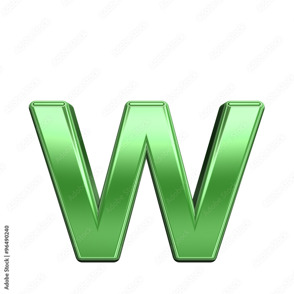 One lower case letter from shiny green alphabet set, isolated on white ...