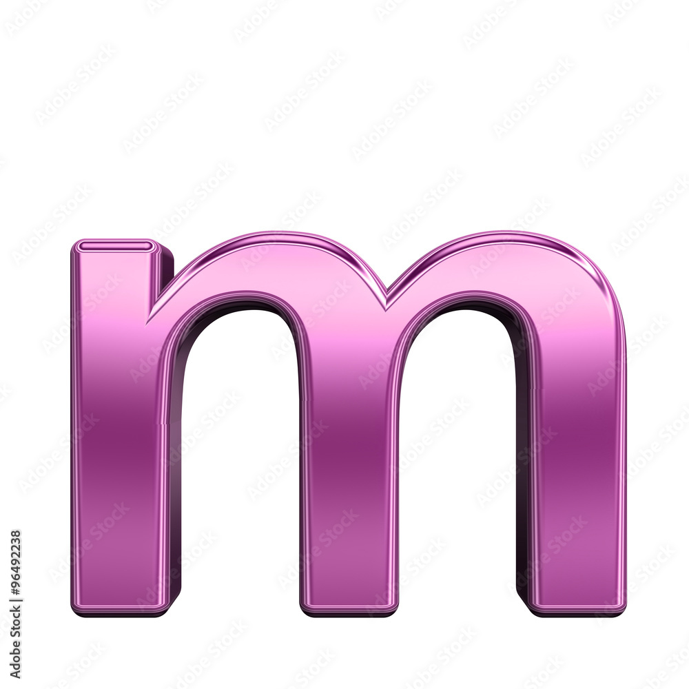 One lower case letter from shiny pink alphabet set, isolated on white ...