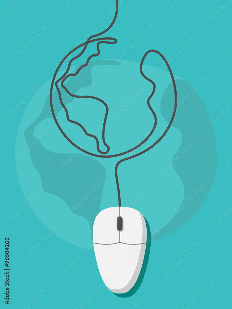 Computer mouse with wire Stock Vector | Adobe Stock