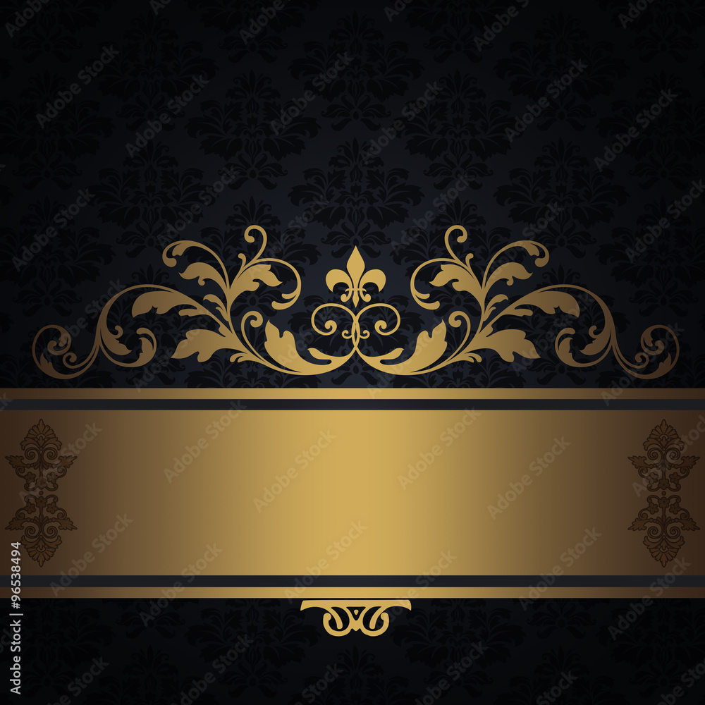 Black vintage background with gold border. Stock Illustration | Adobe Stock