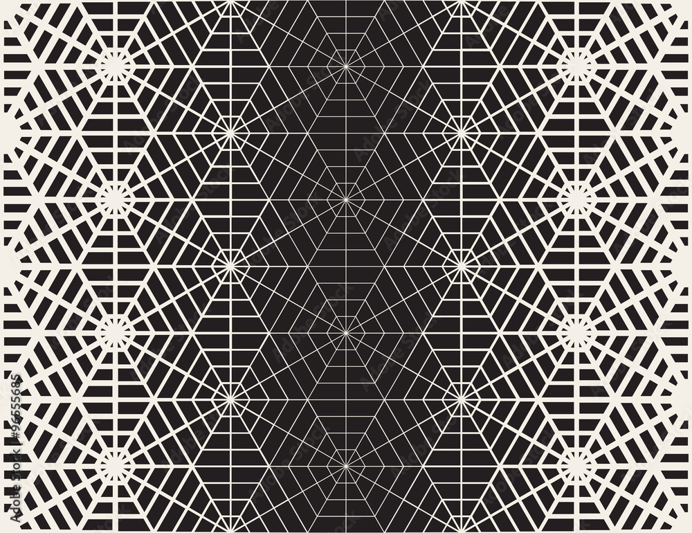 Vector Seamless Black And White Geometric Line Grid Spiderweb Shape