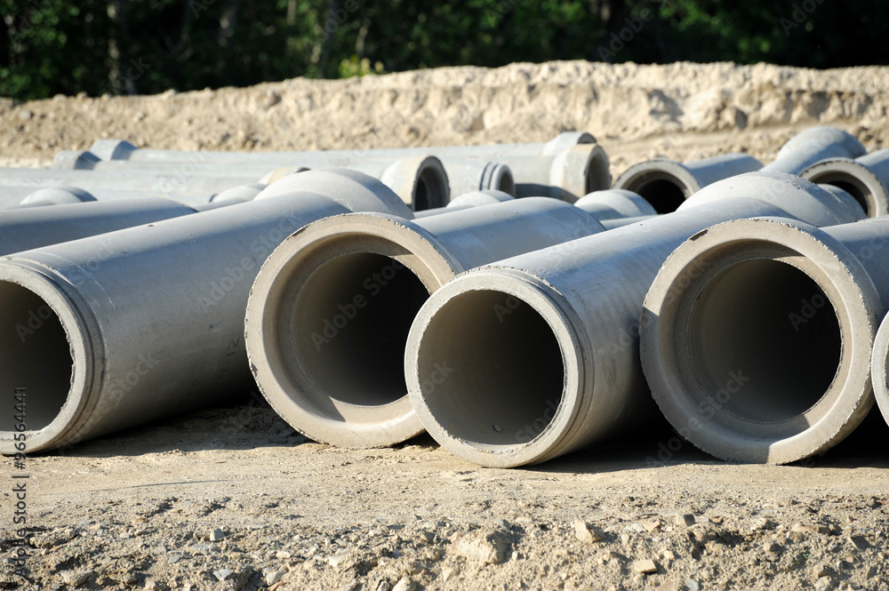 Foto de sewage pipes in construction site do Stock | Adobe Stock