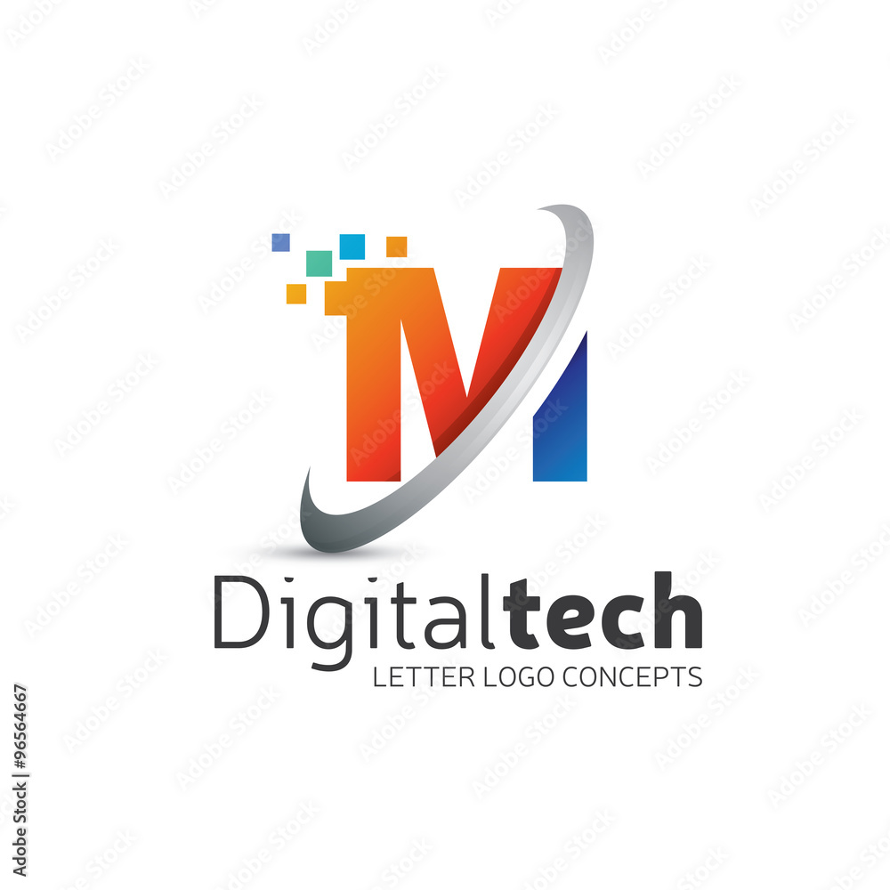 Digital Technology Letter M Logo Stock Vector | Adobe Stock