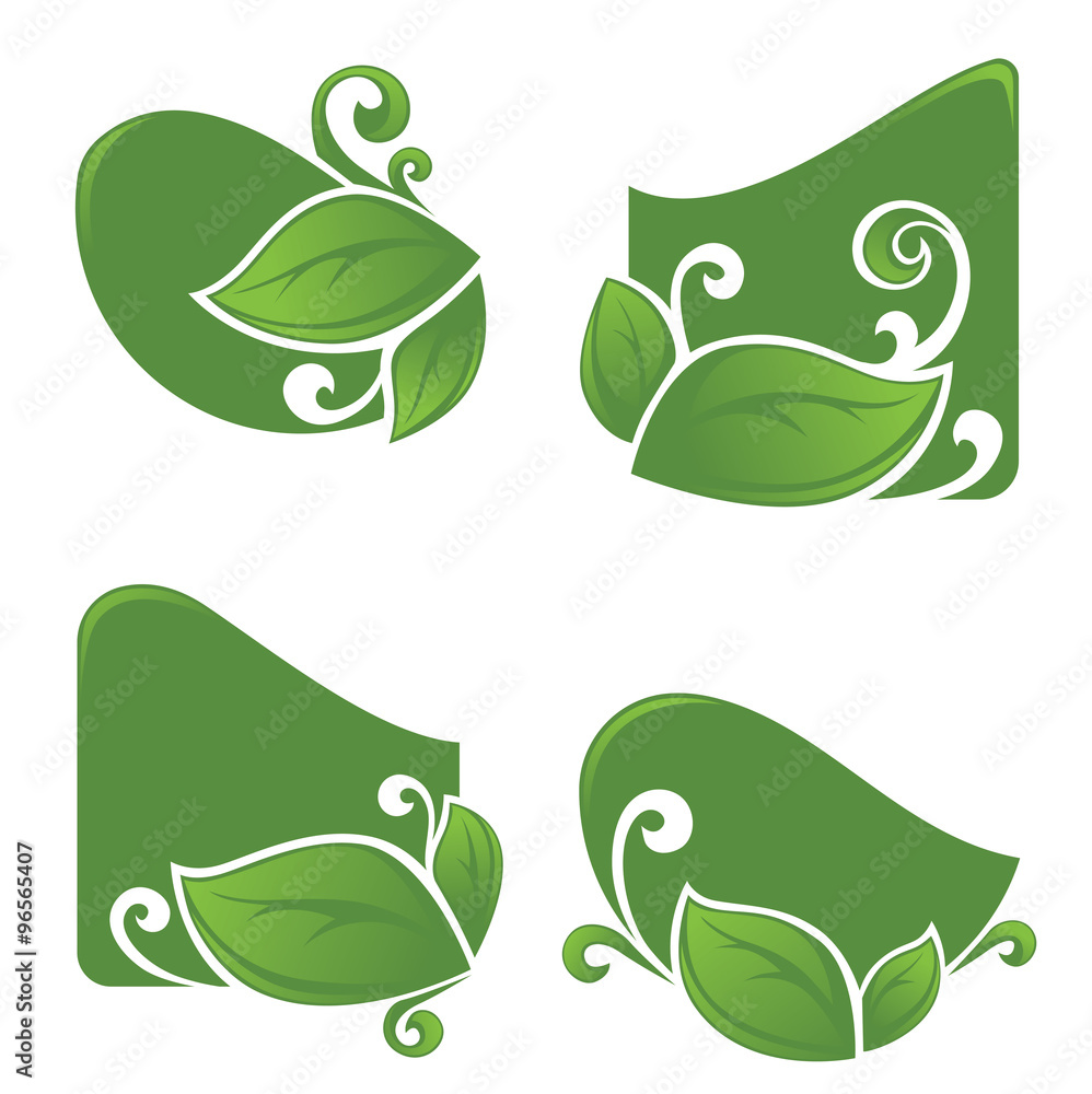 vector collection of leaf frames, labels and stickers.. Stock Vector ...