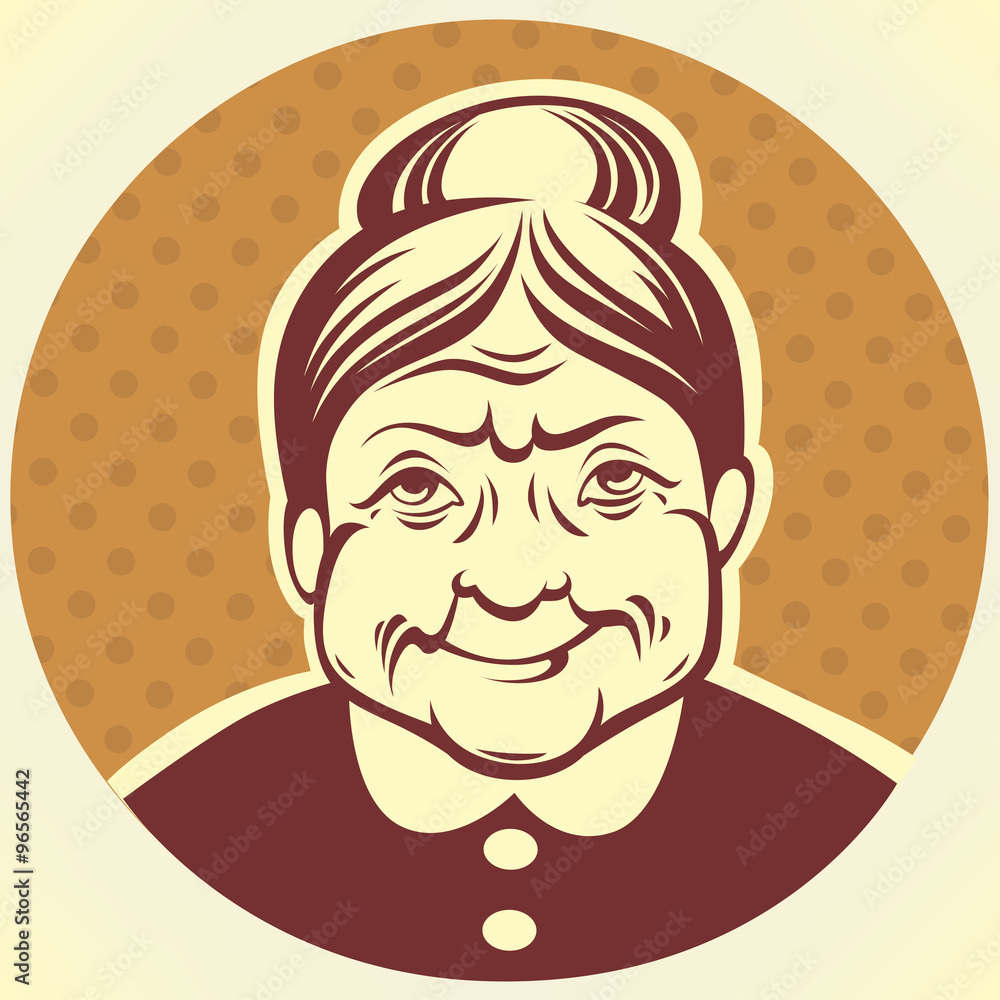 vector portrait of lovely grandmother Stock Vector | Adobe Stock