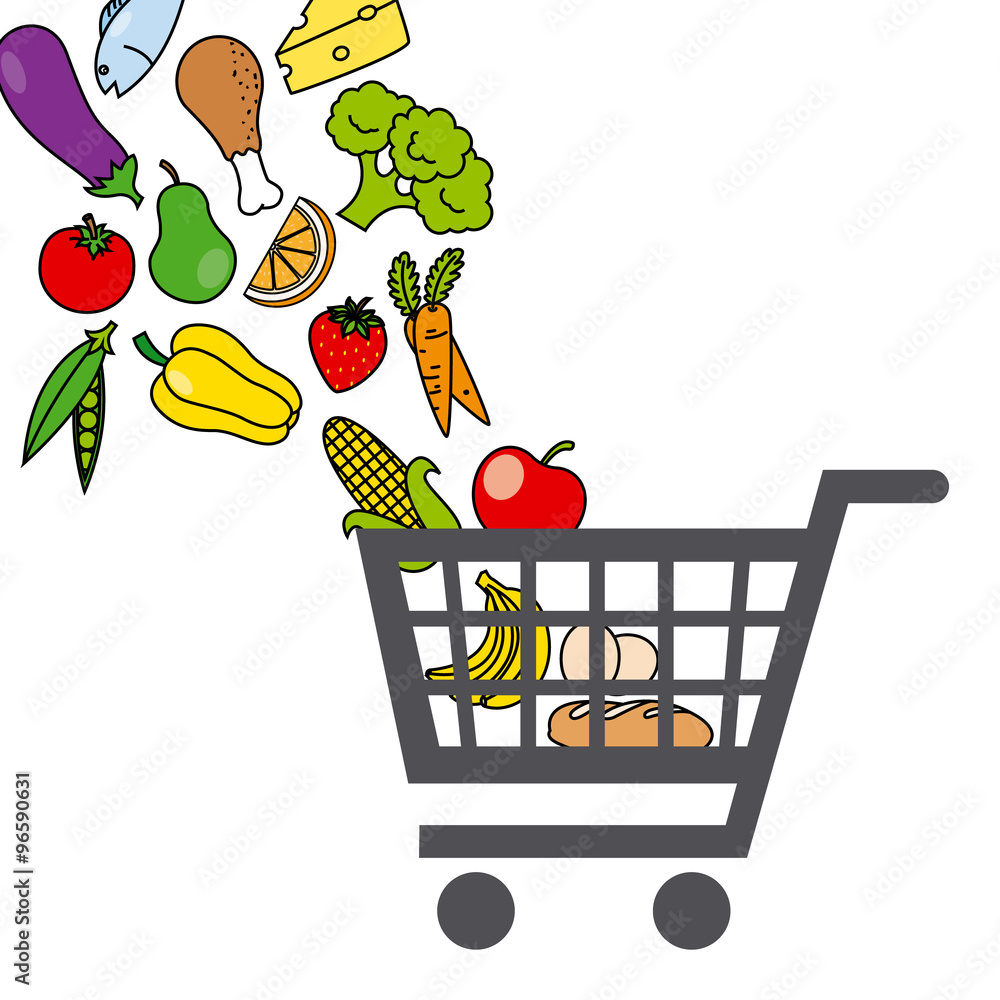 Shopping Cart With Food Clipart