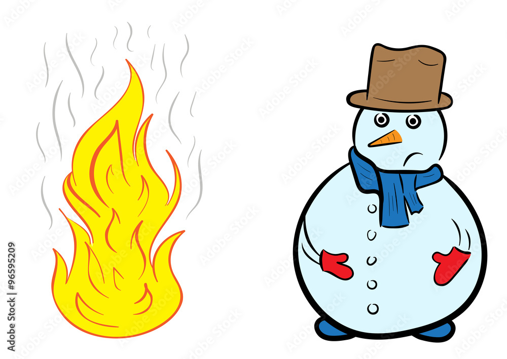 Snowman and fire Stock Vector | Adobe Stock