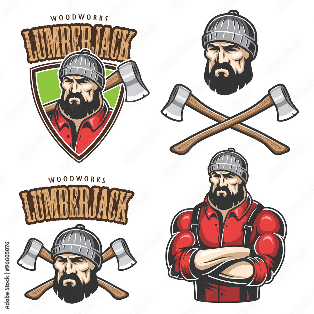 Vector illustration of lumberjack emblems Stock Vector | Adobe Stock