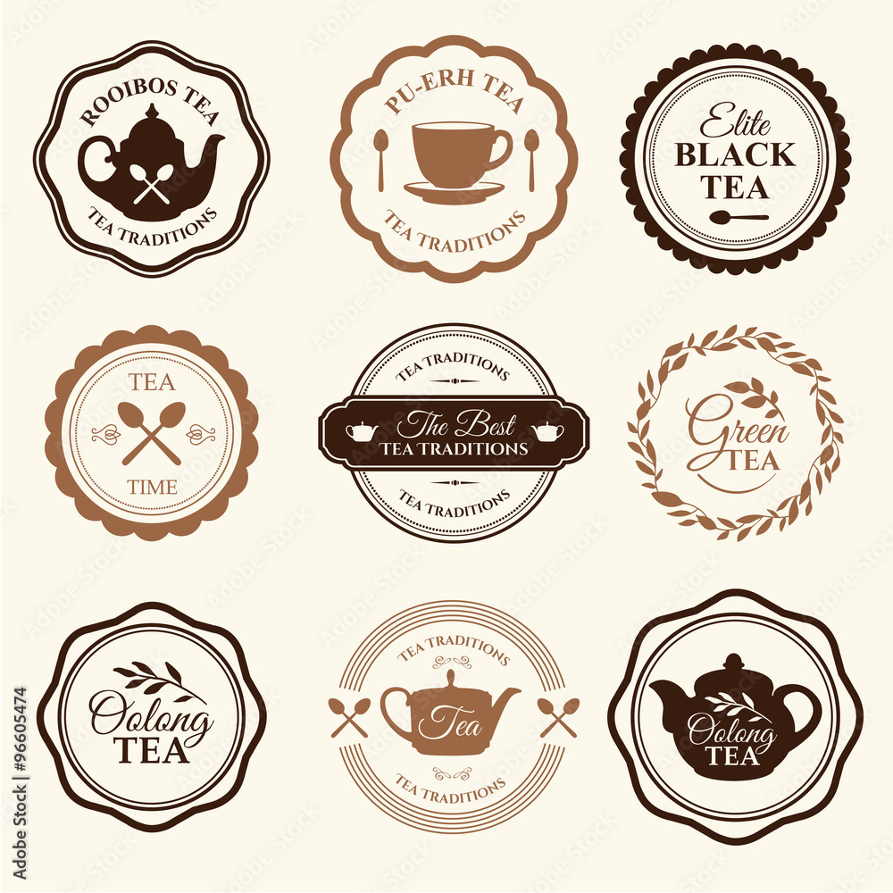 Vector Illustration with tea logo on white background. Stock Vector ...