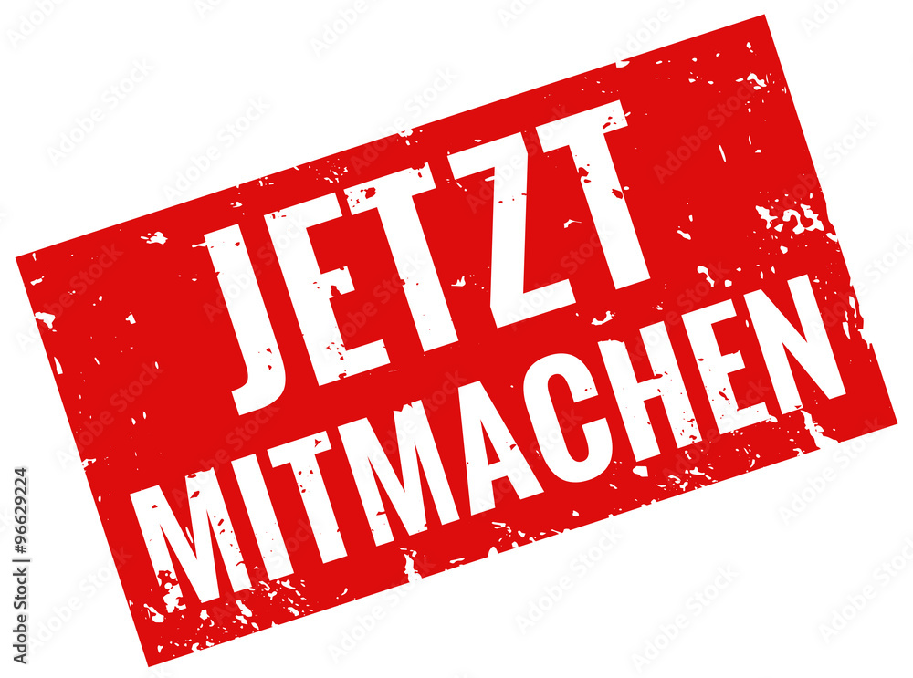 Jetzt mitmachen Stempel eckig rot Stock Vector | Adobe Stock