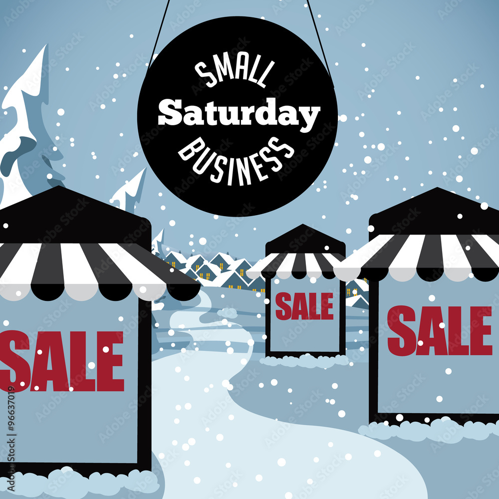 Small Business Saturday snowy scene. EPS 10 vector illustration. Stock ...