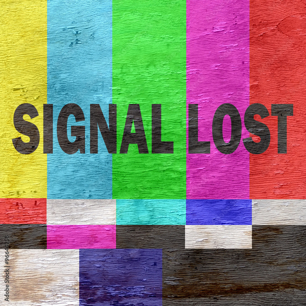 tv signal lost background design on wood grain texture Stock Photo ...