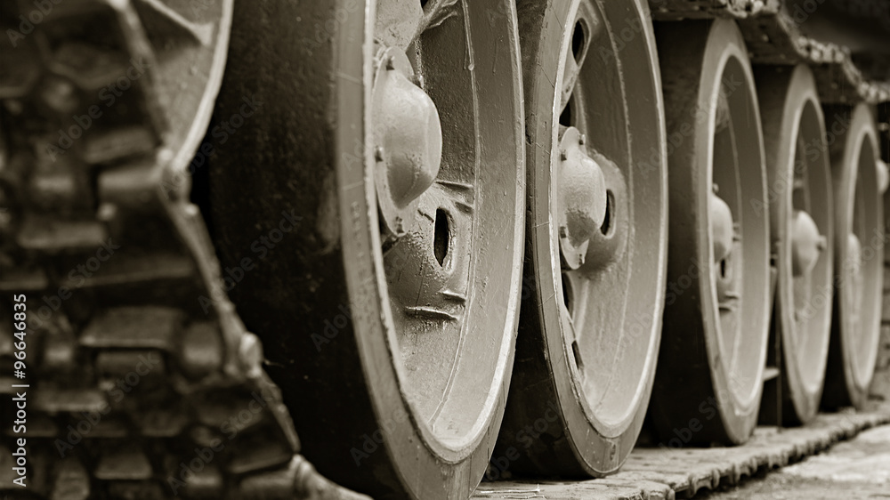 Truck and wheels of the tank closeup Stock Photo | Adobe Stock