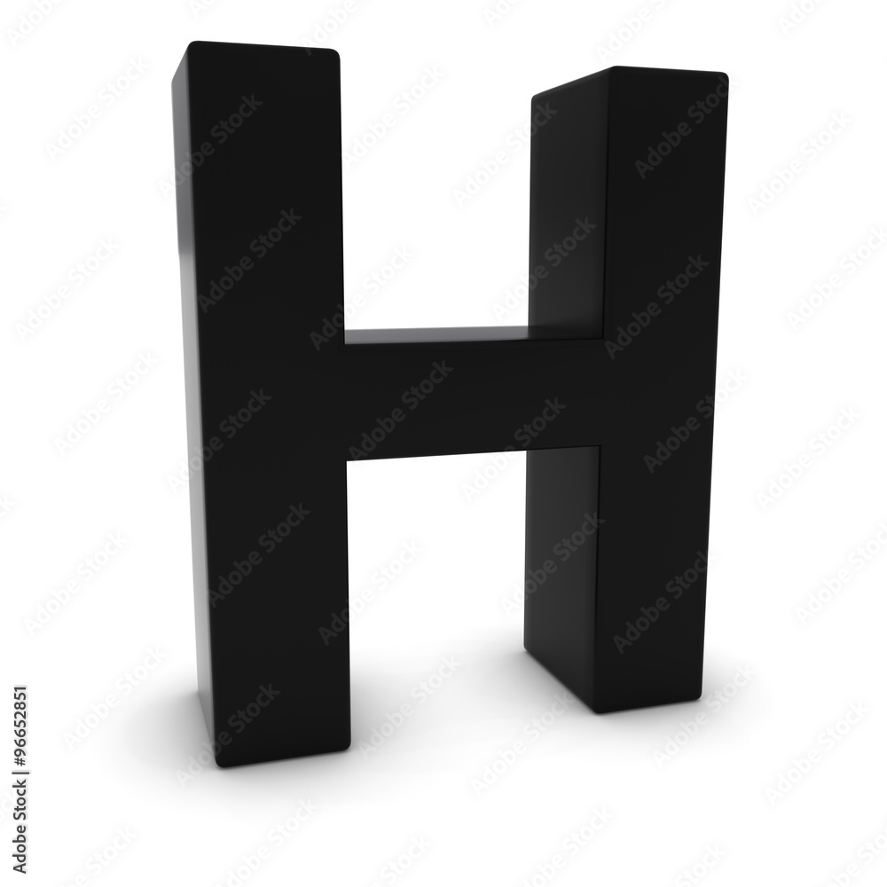 Black 3D Uppercase Letter H Isolated on white with shadows Stock ...
