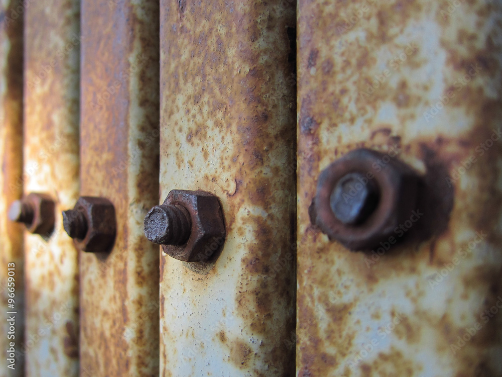 Rusty metal texture with bolts. (soft focus) Stock Photo | Adobe Stock