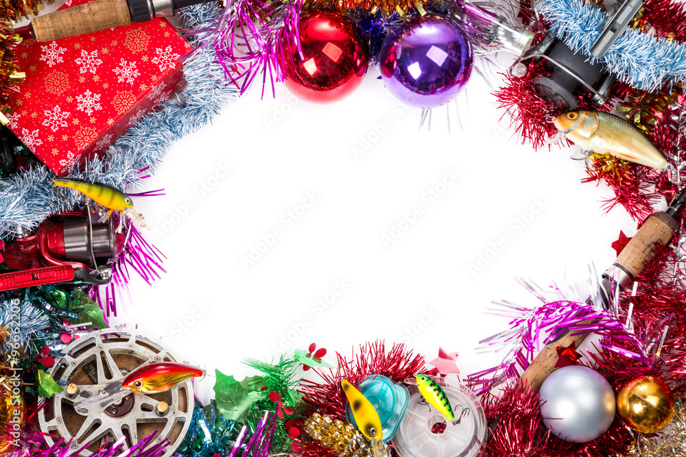 christmas frame for fishers and anglers Stock Photo | Adobe Stock