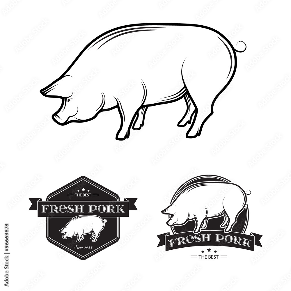Vector Pork labels Stock Vector | Adobe Stock