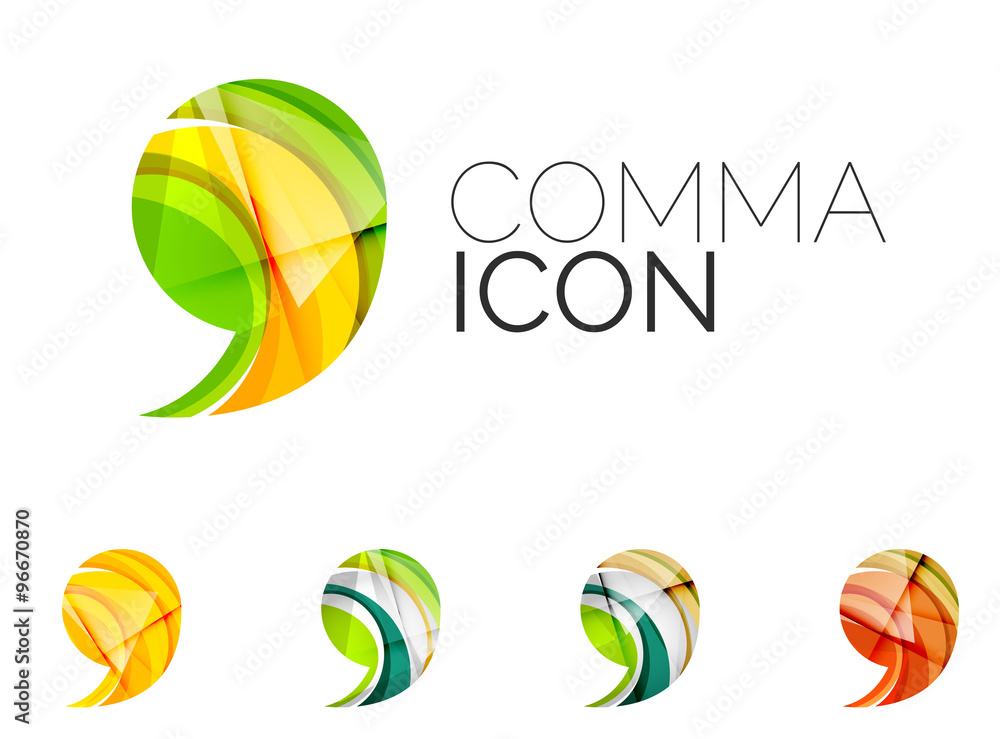 Set of abstract comma icon, business logotype concepts, clean modern ...