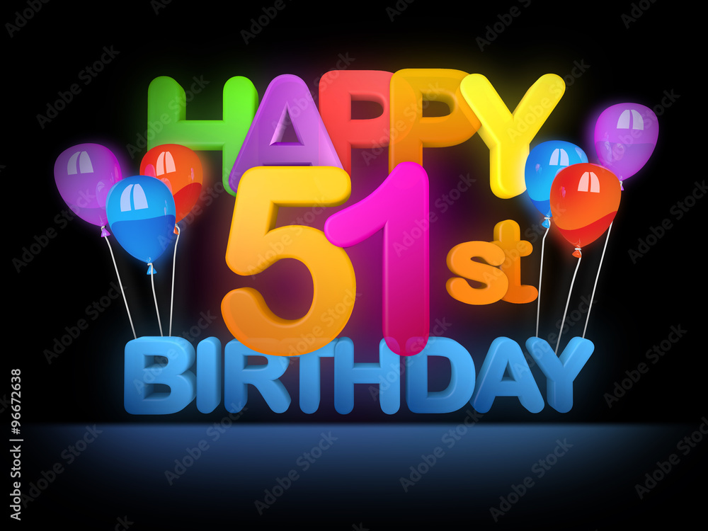 Happy 51st Birthday Title dark Stock Illustration | Adobe Stock
