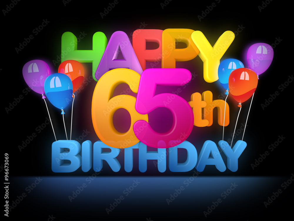 Happy 65th Birthday Title dark Stock Illustration | Adobe Stock