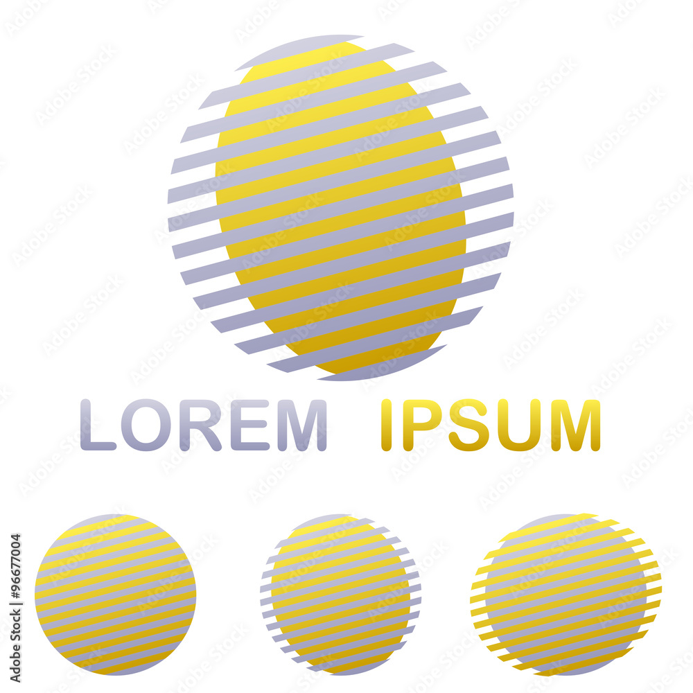 Silver and golden striped circle logo design set Stock Vector | Adobe Stock