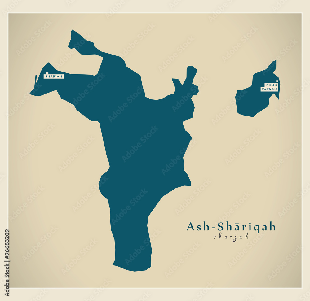 Modern Map - Ash-Shariqah AE Stock Vector | Adobe Stock