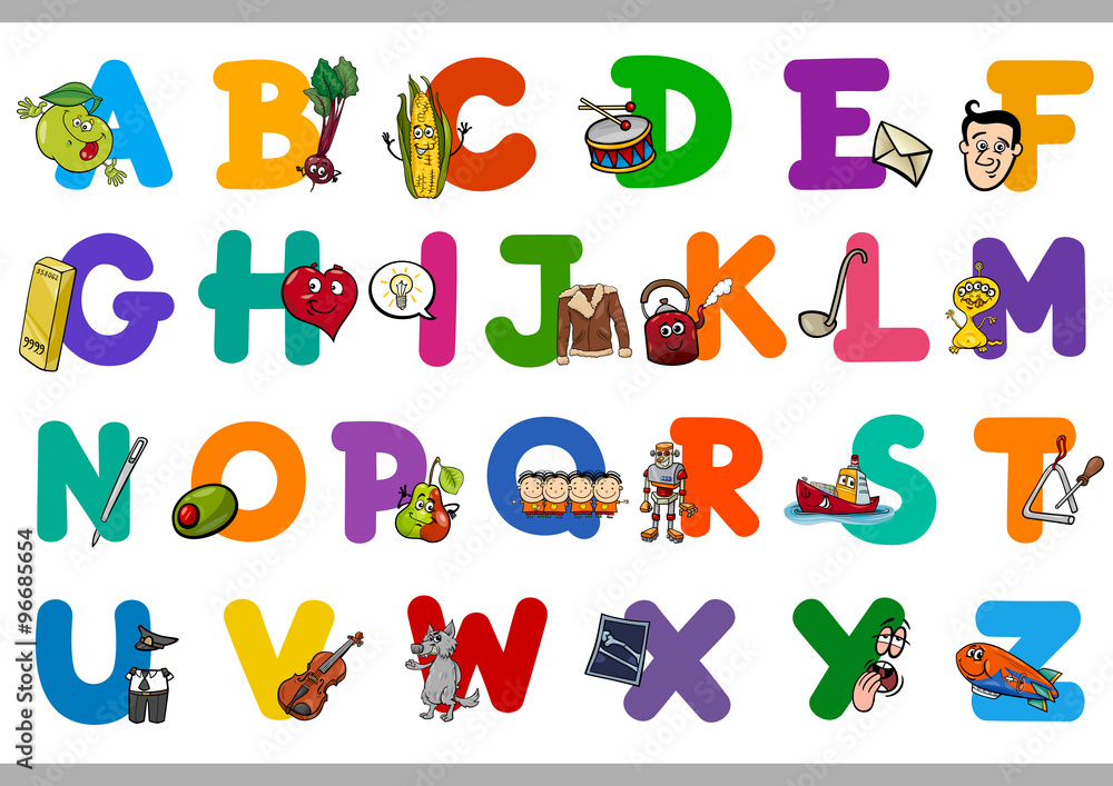 educational cartoon alphabet for kids Stock Vector | Adobe Stock