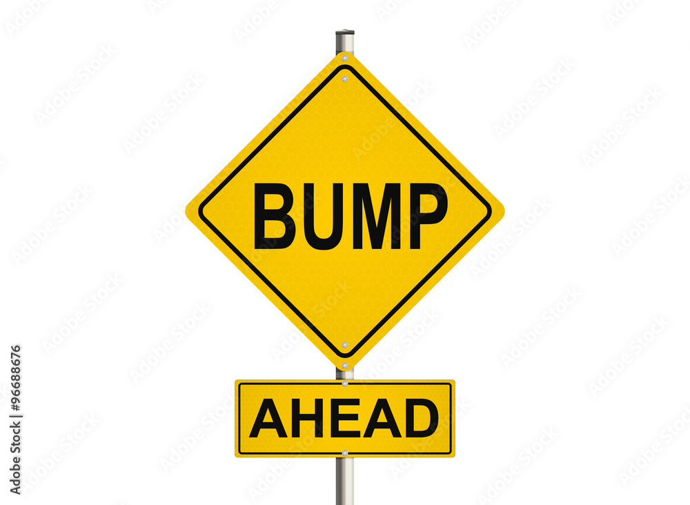 Bump. Road sign on the white background. Raster illustration. Stock ...