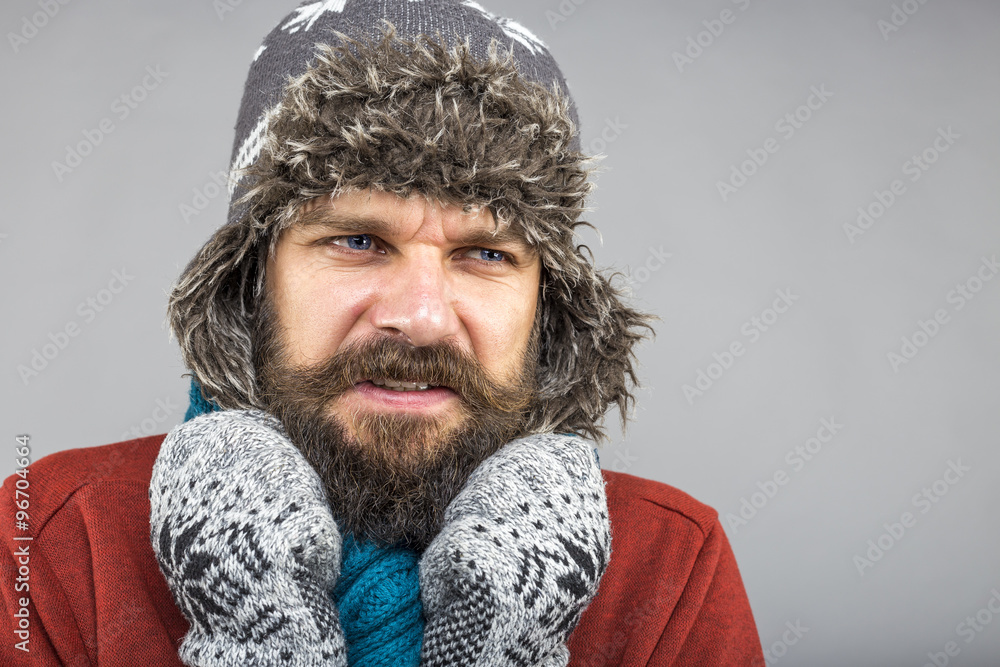Young man feeling cold trying to keep warm, shaking and shiverin Stock ...