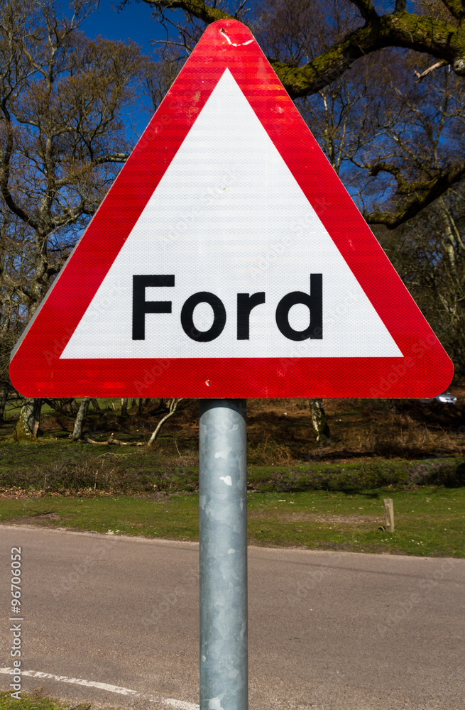 Road warning sign, ford. Stock Photo | Adobe Stock