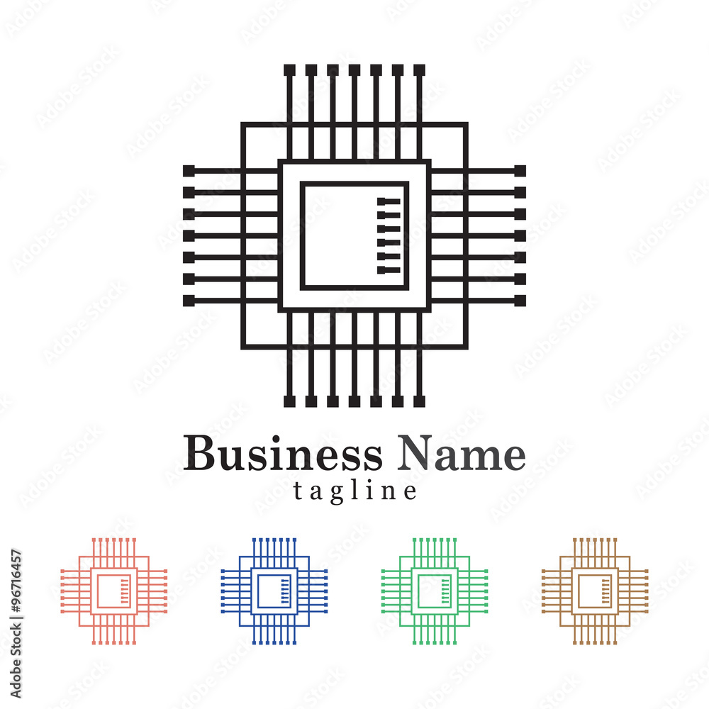 Technology Electro Icon Logo Vector With Five Colors Options Stock ...