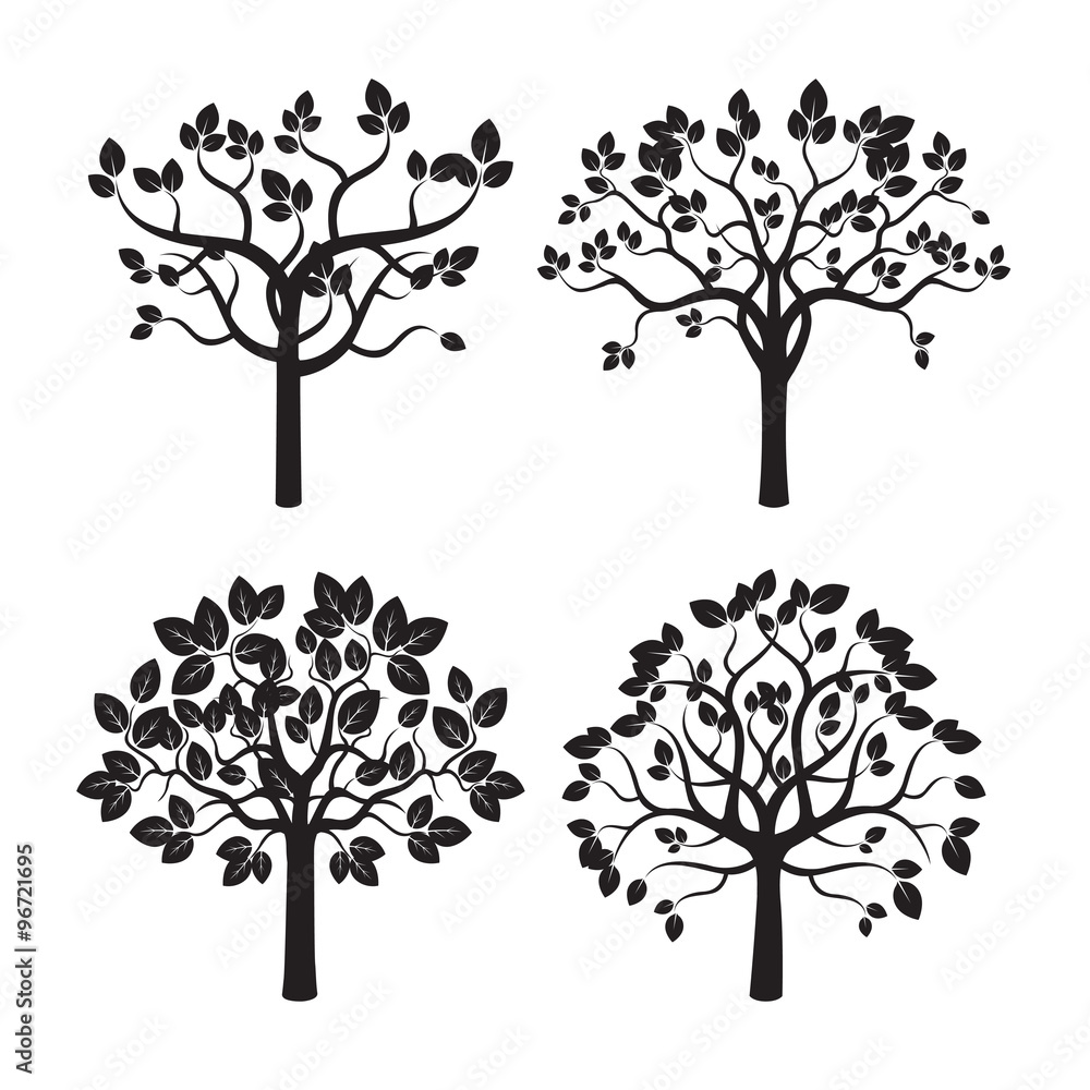 Set of black vector tree icon Stock Vector | Adobe Stock