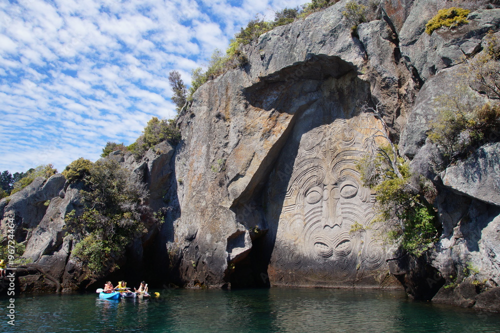 Maori rock carvings, New Zealand Stock Photo | Adobe Stock