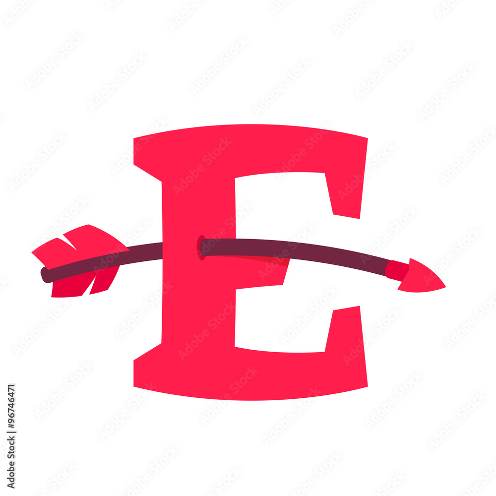 E letter with curved arrow. Stock Vector | Adobe Stock