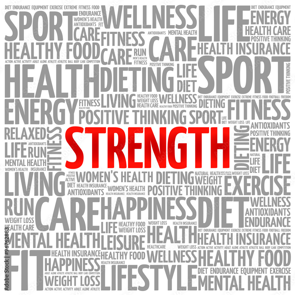Strength word cloud background, health concept Stock-Vektorgrafik ...