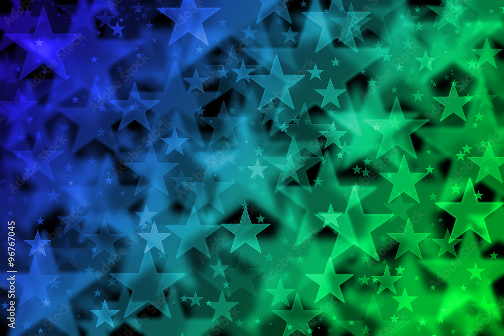 Blue and green stars background with bokeh effect Stock Illustration ...