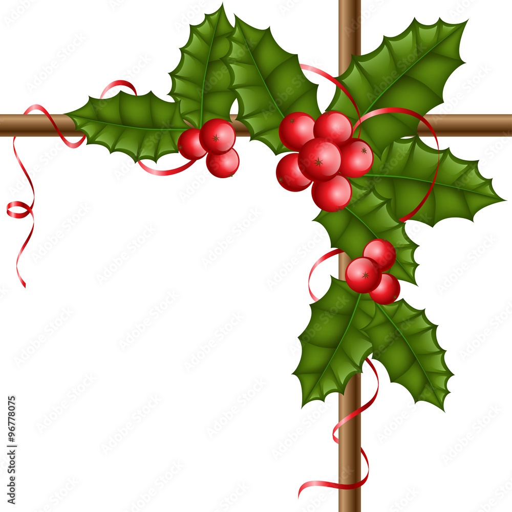Free Holly And Ribbon Clipart