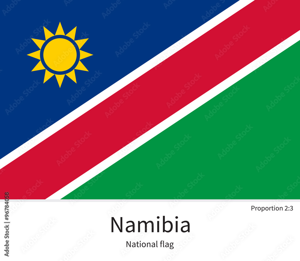 National flag of Namibia with correct proportions, element, colors ...