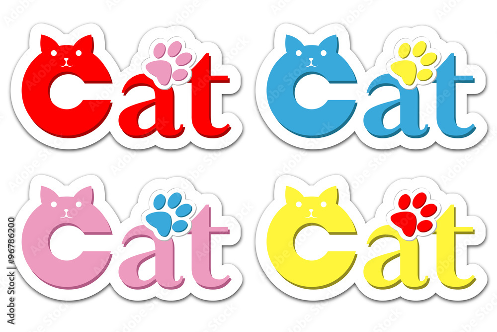 Icono plano Cat varios colores #2 Stock Vector | Adobe Stock